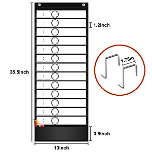EAMAY Daily Schedule Pocket Charts, Teacher Schedule Chart with Resuable 18 Custom Cards, Classroom Pocket Chart for School Office or Homeschool Activities, Black