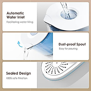 Waterdrop 200-Gallon Long-Life Chubby 10-Cup Water Filter Pitcher with 1 Filter, NSF Certified, 5X Times Lifetime, Reduces PFAS, PFOA/PFOS, Chlorine, BPA Free, Blue