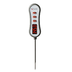 Taylor Digital Instant Read Meat Food Grill BBQ Kitchen Cooking Thermometer with Bright LED Display, Gray