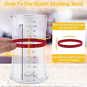 Tyniaide 50 OZ/2 Pack Pro Sourdough Starter Kit – Extra Thermometer Strips and Breathable Covers Included in Sourdough Starter Jar – A Perfect Sourdough Bread Starter Kit for Beginners to Expert