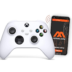 MODDEDZONE Custom MODDED Wireless Controller for Xbox One S/X and PC - With Unique Smart Mods - Best For First Person Shooter Games - Handcrafted by Experts in USA with Unique Design (White)