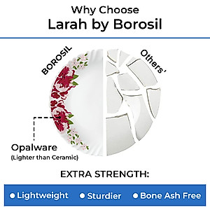 Borosil Gourmet Dinnerware Set For 6, 35 Pieces, White Dinner Plates and Bowls , Chip Resistant Tempered Opal Glass, Stain Resistant, Dishwasher & Microwave Safe Dinner Set For Gifting, Serves 6