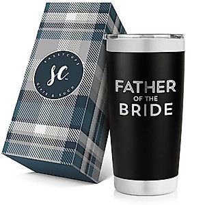 SassyCups Father of the Bride Stainless Steel Vacuum Insulated Tumbler Cup with Lid and Straw - Gift for Dad, Bride, Bridal Shower, Wedding, Engagement Party - Travel Tumbler Bride's Dad Gift -