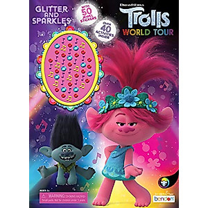 Trolls DreamWorks World Tour 48-Page Coloring and Activity Book with Jewel Stickers 47359, Bendon