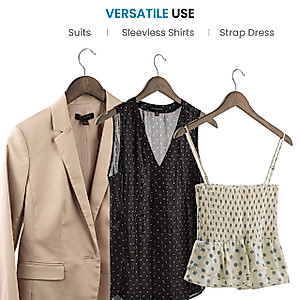 Zober Wooden Hangers w/Rubber Grips - 10 Pack Non Slip, Heavy Duty Coat Hangers - Slim, Space Saving w/Notches Made from Luxe Wood - Wood Hangers for Coats, Suits, Shirts, Dresses