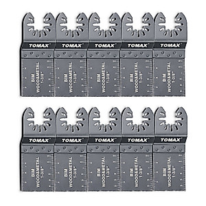 10 PCS Oscillating Saw Blades for Bi-Metal/Wood, Multitool Quick Release Blades Fits Fein Multimaster, Porter Cable, Black&Decker, Bosch Craftsman, Ridgid, Makita, Milwaukee, Dewalt, and More
