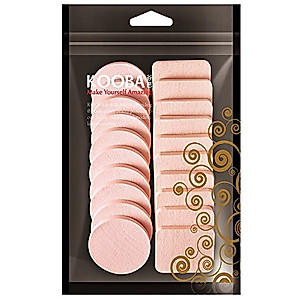 KOOBA 20 pcs Makeup Powder Sponges Round and Square Latex Free Disposable Beauty Blender Foam Cosmetic Applicator Facial Puffs for Flawless Foundation, Sensitive and All Skin Types