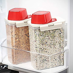 Komax Rice Container – Dry Food Storage Containers – BPA-Free Plastic Containers for Rice & Grain Storage – Rice Dispenser w/Lid & Measuring Scoop – Dishwasher Safe Food Containers (Set of 2)