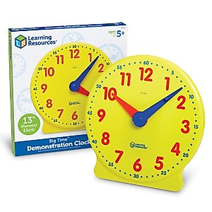Learning Resources Big Time Learning Clock, Analog Clock, Homeschool, 12 Hour, Basic Math Development, Ages 5+