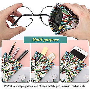 MoKo Squeeze Top Sunglasses Case, (2 Pack) Portable Eyeglass Pouch Sunglass Goggles Soft Case Protective Eyewear Case Bag Glasses Holder for Women with Cleaning Cloth, Black & Lucky Tree