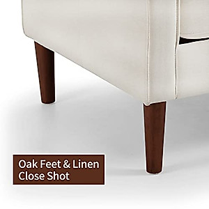 Modern Living Room Loveseat Sofa Couches, Upholstered Linen Fabric Love Seat Armchair Couch with Wide Wooden Legs for Living Room and Office, Beige