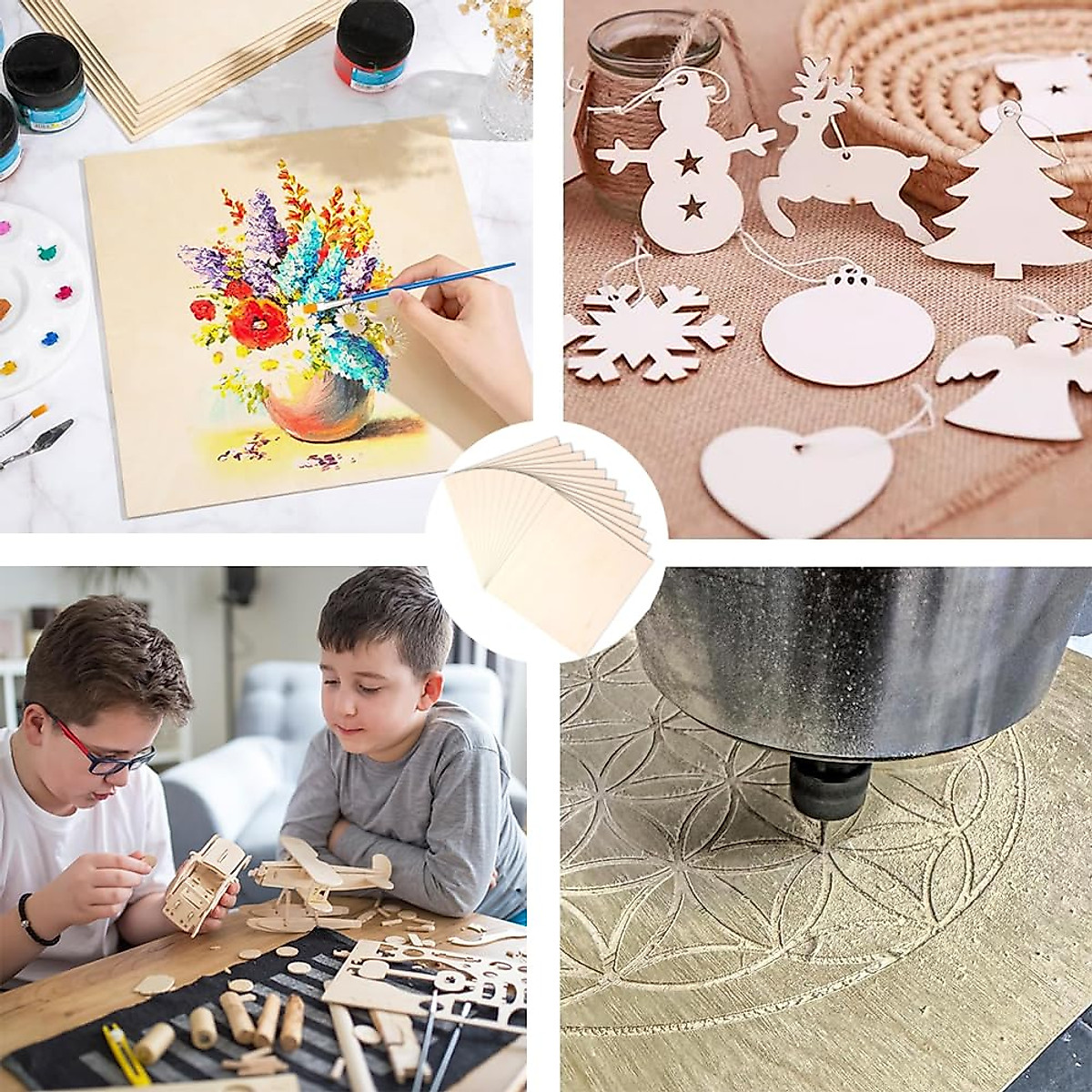 12 Pack 11.8 × 11.8 Inch Basswood Sheets Thin Wood Sheets Plywood Board Basswood Sheets 1/8 inch Square Unfinished Wood Boards for Crafts, DIY Project, Mini House Building Architectural Model Making