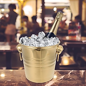 Metal Ice Bucket, Stainless-Steel Beverage Tub with Handles, Hammered Stainless Steel Champagne Service Bucket, Beverage Cooler for Parties Wedding