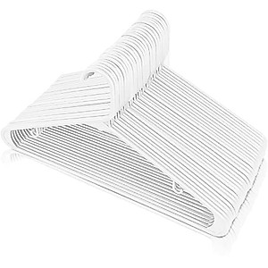 Utopia Home Plastic Hangers 100 Pack - Hangers 50 Pack with Shoulder Grooves & Hangers 50 Pack with Hooks - White Clothes Hangers