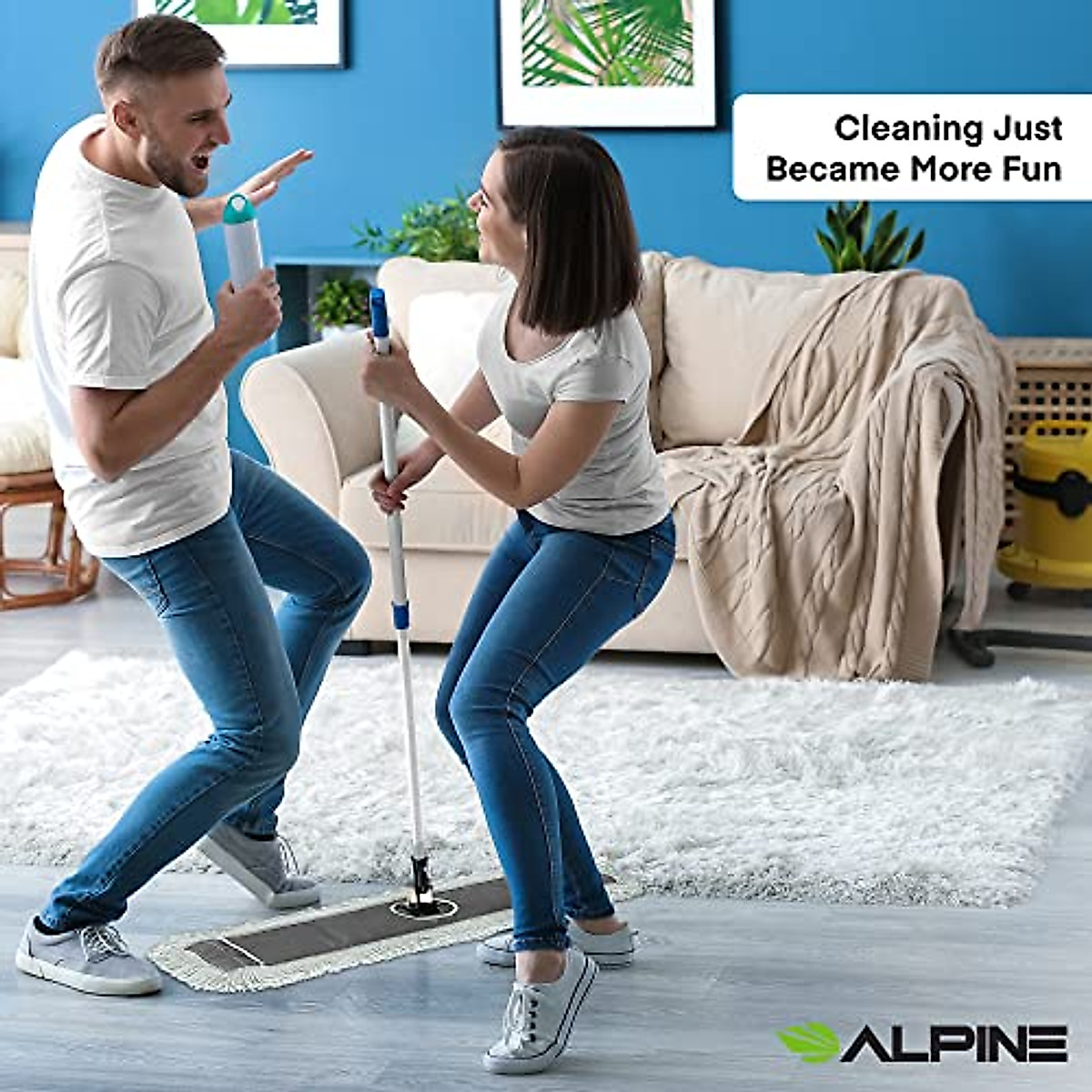 Alpine Industries Heavy Duty Cotton Mop Head - Dry Mop Head for Dirt Dust for Clean Hardwood Floor, Office and Garage - Commercial Mop - Super Absorbent Industrial Mop Head (48 in, Single Pack)