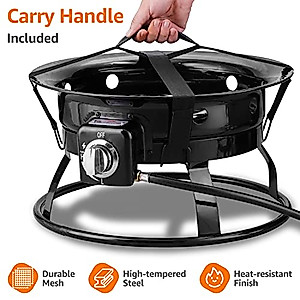 Outdoor Propane Gas Fire Pit,19" and 58,000 BTU Fire Pit Bowl with Self Lgniter, Portable for Camping, Black