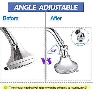 Shower Head Swivel Ball Adapter Brass Adjustable Shower Arm Connector Universal Showering Component Shower Arm Extension, Polished Chrome