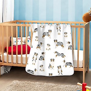 Ollabaky Australian Shepherd Dog Baby Blanket for Boys Girls Cotton Throw Blanket Swaddle Blanket for Crib Stroller Nursery Receiving Blanket Infant Toddler Unisex 30"x40"