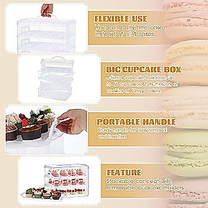 Geetery Cupcake Containers Cupcake Carriers for 48 Cupcakes or 4 Large Cakes 4 Tier Cupcake Holder with Lid Plastic Cupcake Storage Containers Cupcake Box Stackable Trays for Cookie Muffin, White