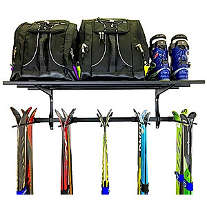 StoreYourBoard Ski Wall Rack and Storage Shelf, Holds 10 Pairs, Ski Wall Mount, Home and Garage Storage Hanger