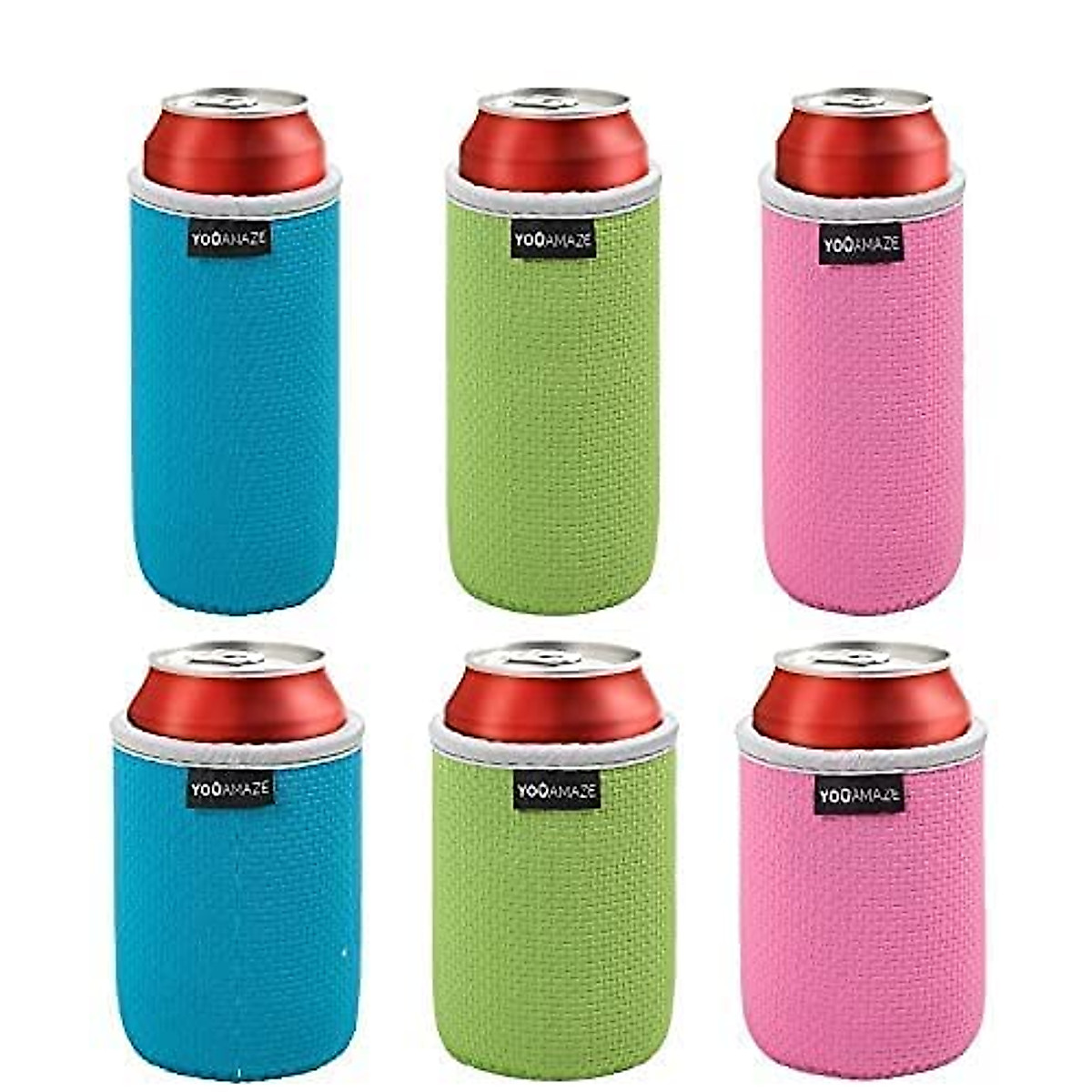 YouAmaze | Premium Can Coolers Sleeves (6 Pack) High Quality Insulated Beer Can for Slim and Regular Cans - Soft Insulated Beer Sleeves for Cans - Beer Sleeves for Cans