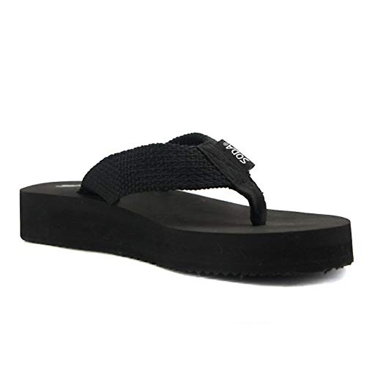 Soda SKILL ~ Women Fashion Light weight Wedge Flip Flop Fashion Thong Sandals (Black, numeric_11)