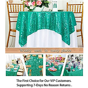 Small Tablecloth Square 36x36-Inch Green Sequin Tablecloth Glitter Table Cover Overlay Square Christmas Green Wedding Table Cloths Sequin Fabric Tablecloth for Round Table Birthday Baby Shower Decor