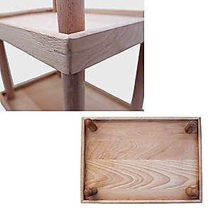 JF-XUAN Kitchen Shelf Kitchen Shelf with Wheels Double Layer Wooden Trolley Living Room Storage Rack Cart