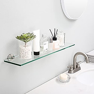 KES Glass Bathroom Shelf, 23.6 Inches Glass Shelf for Bathroom with Tempered Glass Floating Shelves Bathroom SUS 304 Stainless Steel Wall Mount Brushed Finish, A2024S60-2