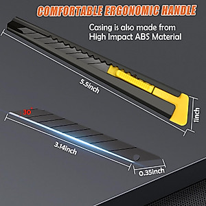 6 Pack Utility Knife Box Cutter Retractable, 9MM Snap-Off Exacto Knife Blades, Safety Box Opener Tool for Package Opener, Cutting Carboard, Craft Use, Razor Knife