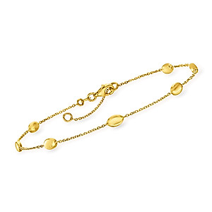 Ross-Simons Italian 14kt Yellow Gold Oval-Bead Station Anklet. 9 inches