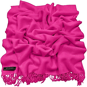 CJ Apparel Hot Pink 100% Cashmere Shawl Pashmina Scarf Wrap Stole Hand Made in Nepal NEW