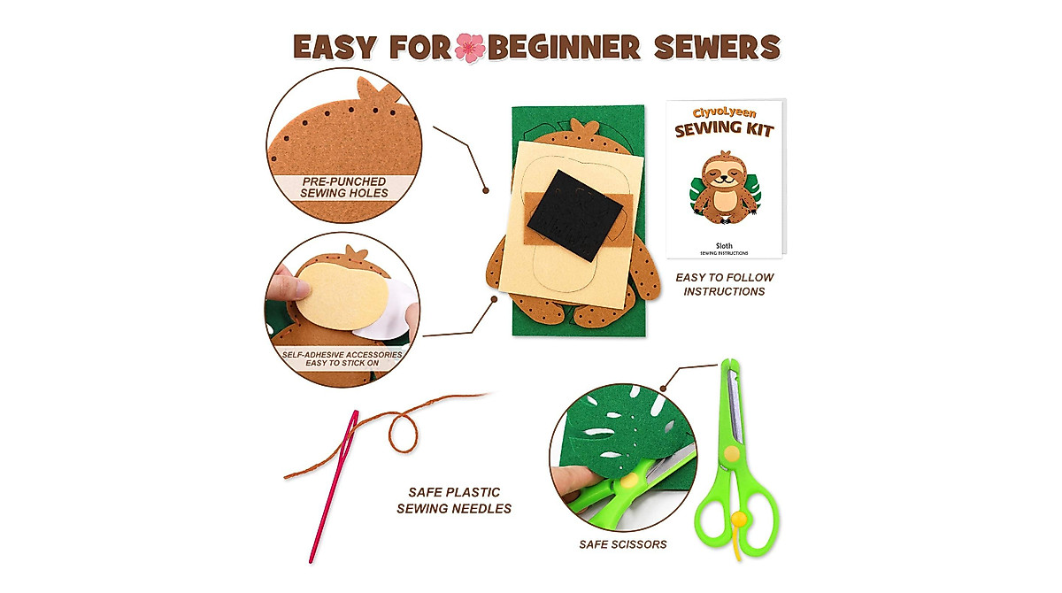 CiyvoLyeen Sloth Sewing Craft Kit for Kids Ages 8+ | Educational & Fun
