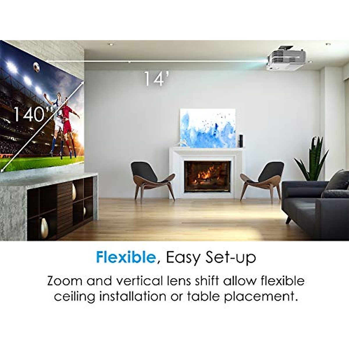 Optoma UHD52ALV Voice Assistant-Compatible DLP Projector for Lights-On Viewing, 3500 Lumen, 3840x2160