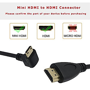 GINTOOYUN Mini HDMI to HDMI,Hdmi 90 Degree Up and Down 2pcs,Hdmi A Male to HDMI C Male -19.7IN