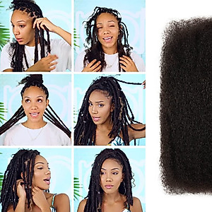 FASHION IDOL Afro Kinkys Bulk Human Hair for Dreadlock Extensions Loc Repair Braiding Twist Tight Afro Kinky Human Hair for Locs 1 Pack 50 Gram 1.8 Oz Natural Black