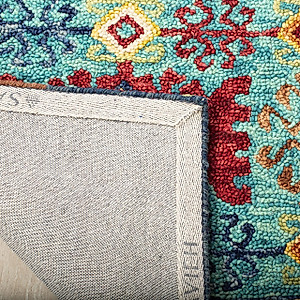 SAFAVIEH Aspen Collection 2' x 3' Blue / Red APN503A Handmade Boho Wool Accent Rug