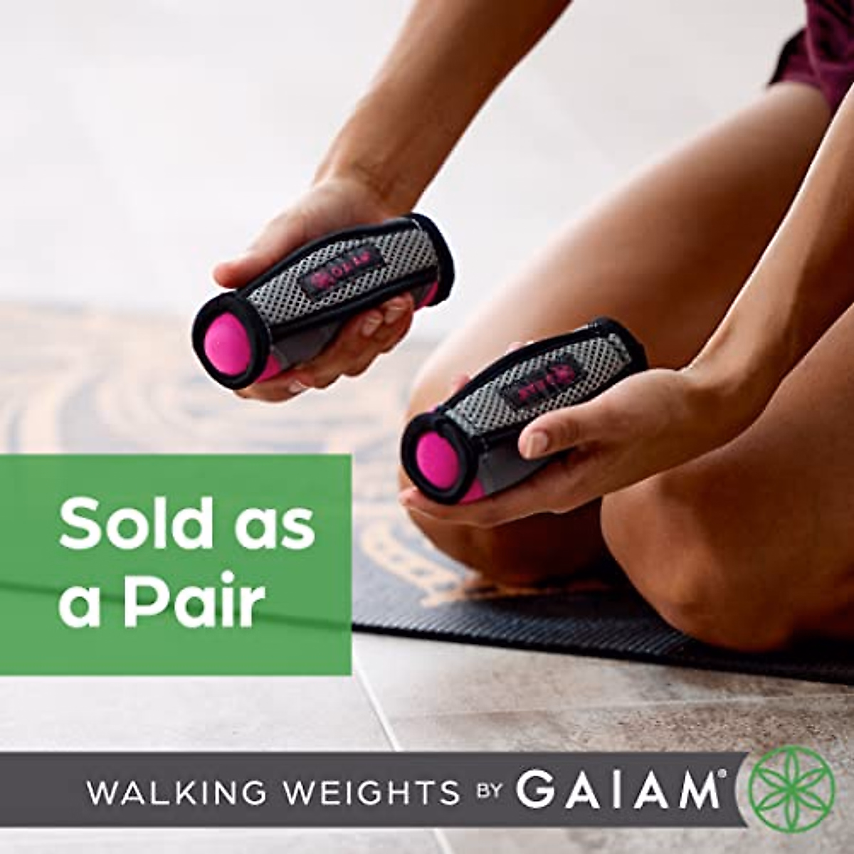 Gaiam Hand Weights for Women & Men Soft Dumbbell Walking Hand Weight Sets with Hand Strap - Walking, Running, Physical Therapy, Aerobics - 2lb Set (2 x 1lb Weights)