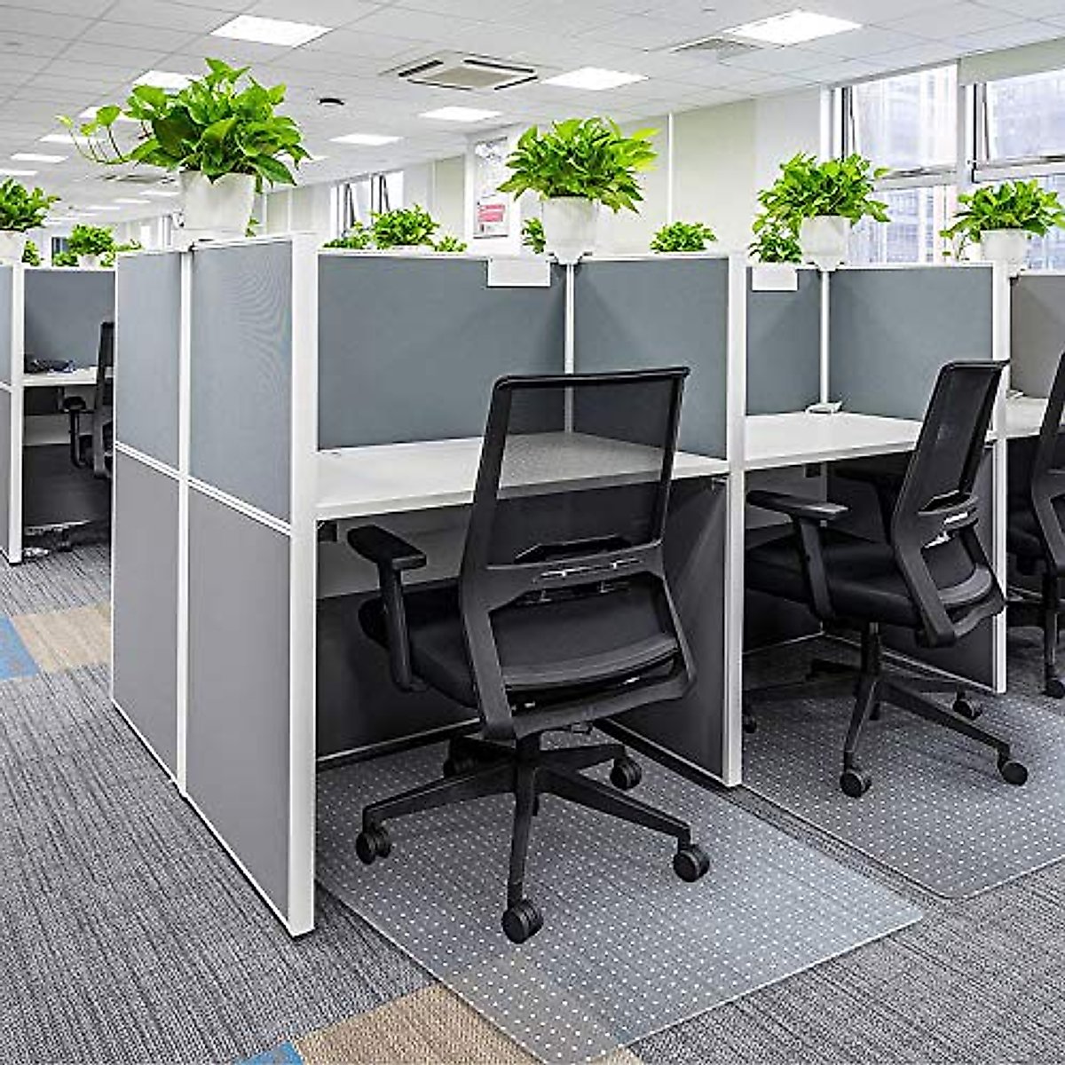 Azadx Clear Office Chair Mat for Low, Standard and No Pile Carpeted Floors, Plastic Computer Desk Chair Mat on Carpet for Easy Rolling, Durable Carpet Protector Mat (36 x 48'' Rectangle)