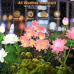 QINGYA 4pack Solar Flower Lights Outdoor Waterproof IP65,Solar Lotus &Peachblossom Garden Decorative Lights Led Flowers Decor Auto On/Off Bright Up to 12Hrs