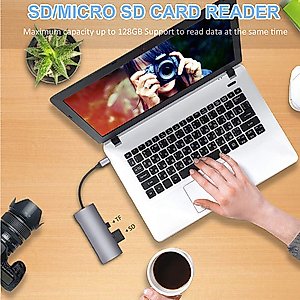 XUNMAIFHB Portable Docking Station,9-in-1 Type-C to 4KHDMI, RJ45, 3USB3.0, TF, SD, Audio, PD Multi-Function Adapter Fast Transmission
