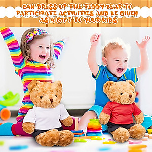 Zhanmai 3 Pack Basic Tee Shirt Bear Clothes Crew Neck Bear Shirt Classic Plush Bear T Shirt with Blue Jean Shorts, Stuffed Animal Clothing Accessories