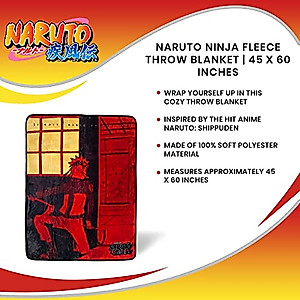 Naruto: Shippuden Ninja Plush Throw Blanket | Super Soft Fleece Blanket, Cozy Sherpa Cover For Sofa And Bed, Home Decor Room Essentials | Anime Manga Gifts | 45 x 60 Inches