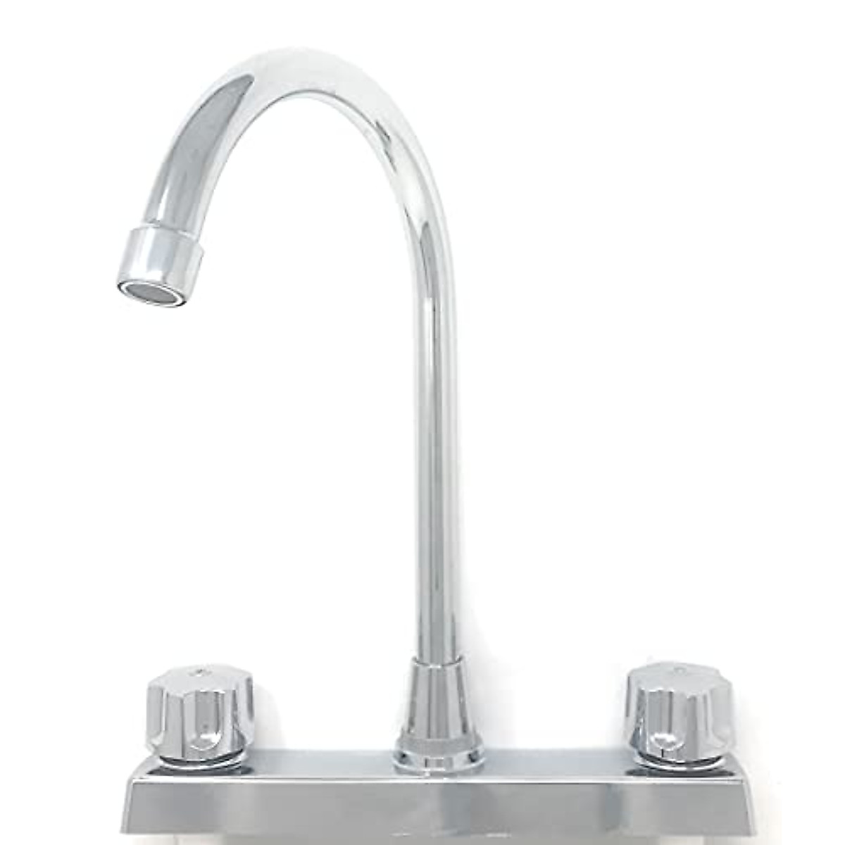 Chromed Surface Two-Handle Tall Stainless Steel Spout Plastic Body Kitchen Faucet [1035 P] 8-Inch Center Hole Ideal for RV's or Rental Apart...