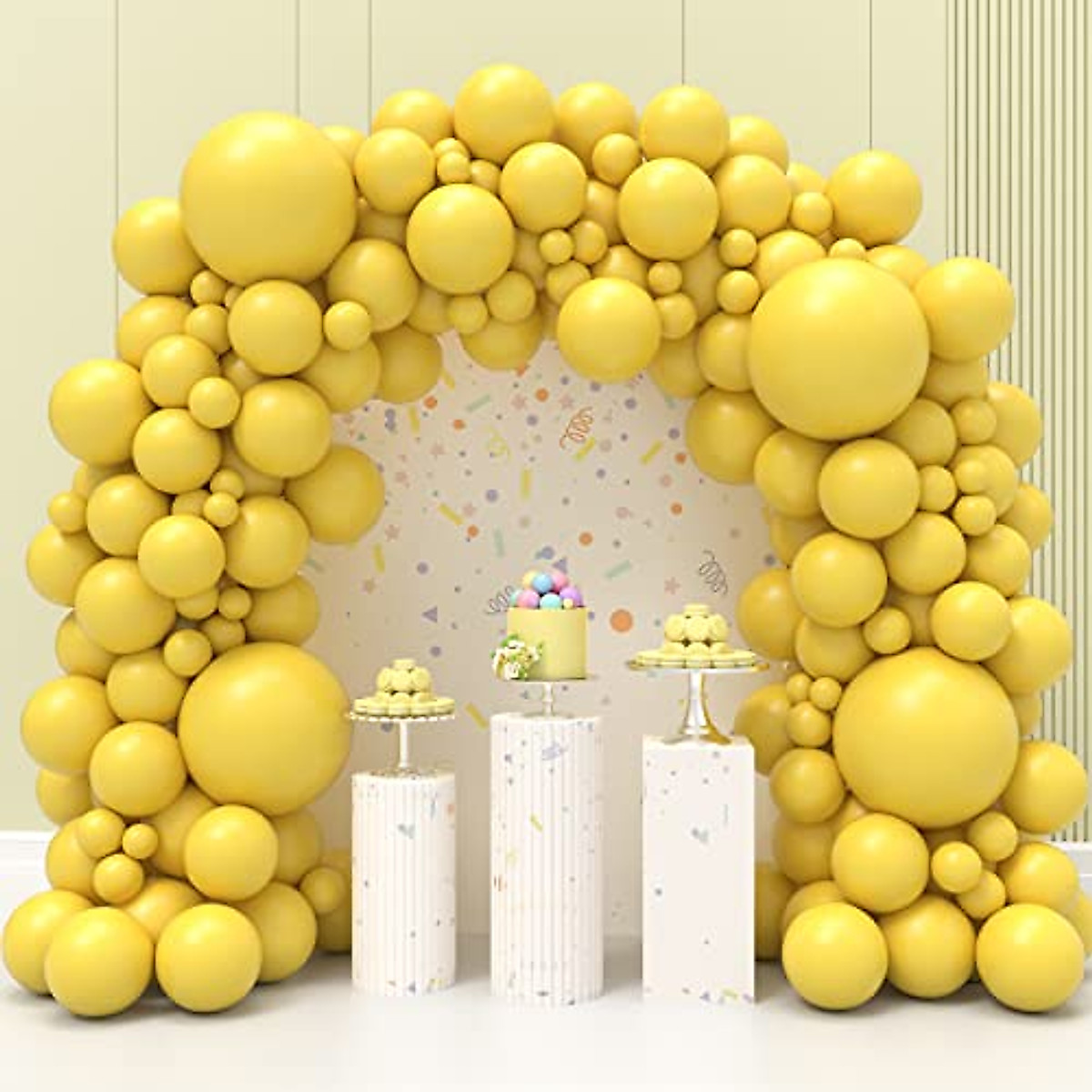 Sharlity 130PCS Yellow Balloon Garland Arch Kit Yellow Balloons Different Sizes 18 12 10 5 Inch for Birthday Baby Shower Carnival Anniversary Sunflower Party Decorations
