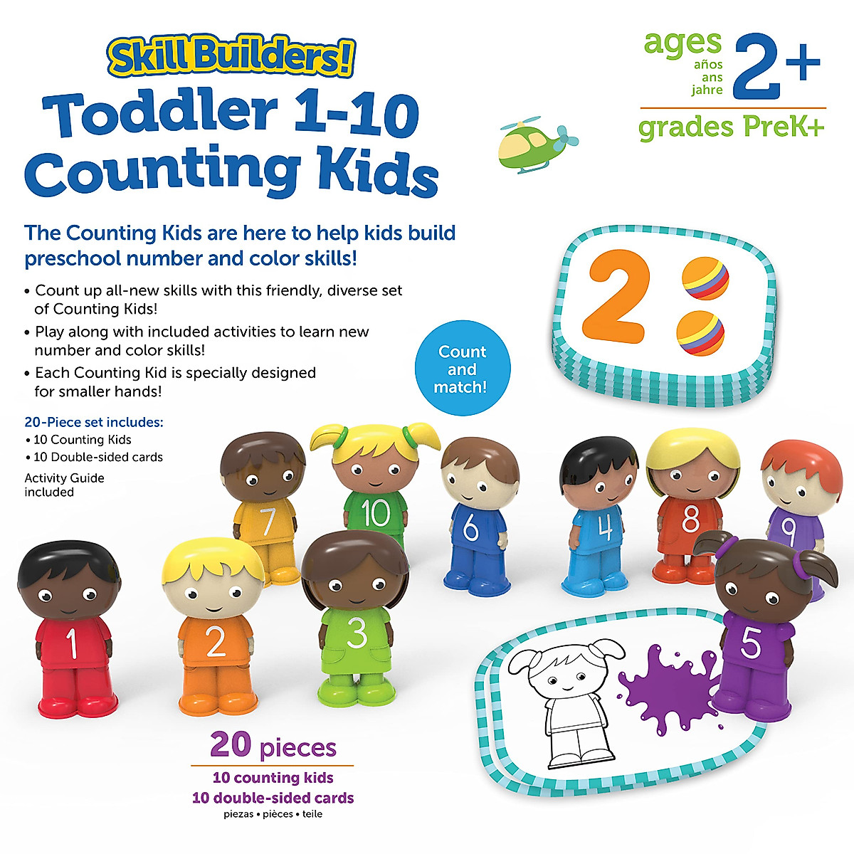 Learning Resources Skill Builders! Toddler 1-10 Counting Kids, Educational Toys, Toddler Activities, Color Teaching Toys, 20 Pieces, Age 2+