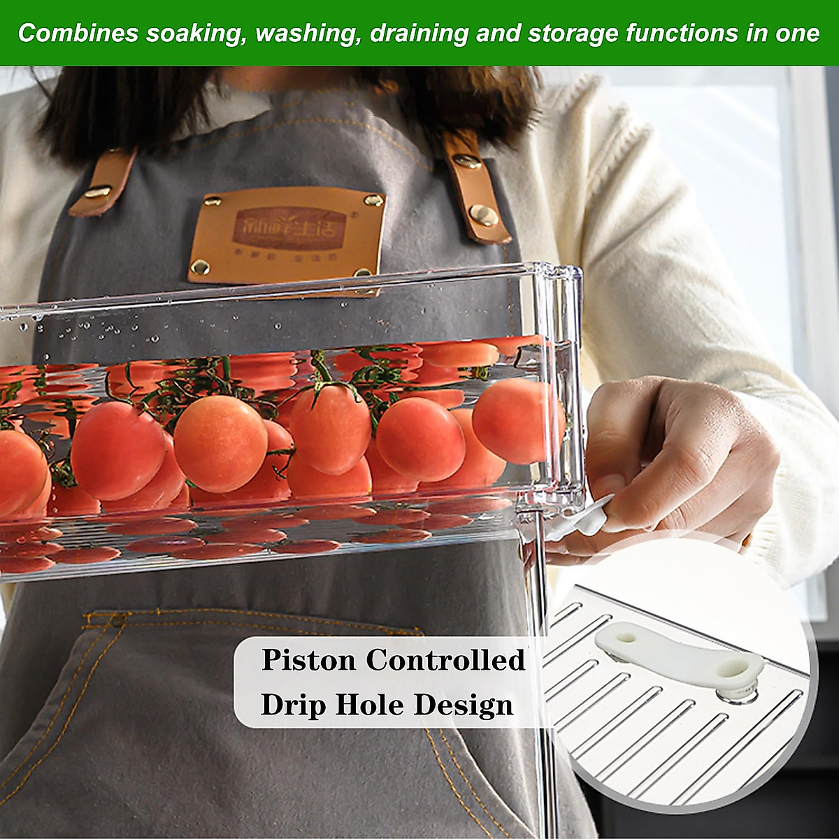 Taiuloo Set of 4 Fridge Organizer, Stackable Refrigerator Organizer Bins with Lids, Kitchen Pantry Cabinet Organization, BPA-Free Clear Food Storage Containers for Fruit, Vegetable, Cereal, Produce