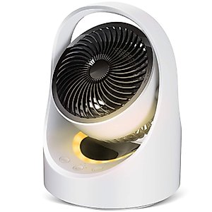 NewGod Rechargeable Air Circulator Fan Small Oscillating Desk Fan with LED Light 4 Wind Speeds USB Powered Cordless Quiet Table Fans for Bedroom Office Home（4400mAh） White1
