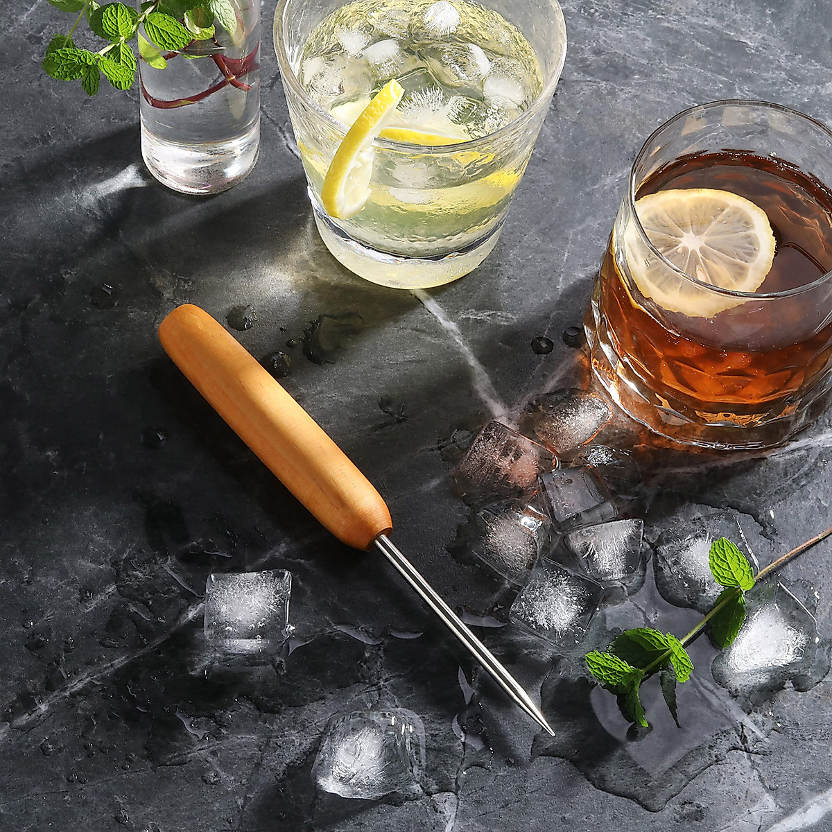 New Star Foodservice 48353 1 piece Ice Pick with Wood Handle, 7.5" Carbon Steel