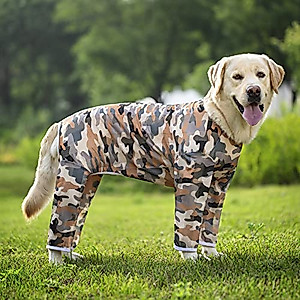 Miaododo Lightweight Recovery Surgery Recovery Suit for Large Medium Dogs,Camouflage Quick Dry Dog T-Shirts Bodysuit Pajamas PJS Full Body for Shedding, Prevent Licking, Wound Protection (36)